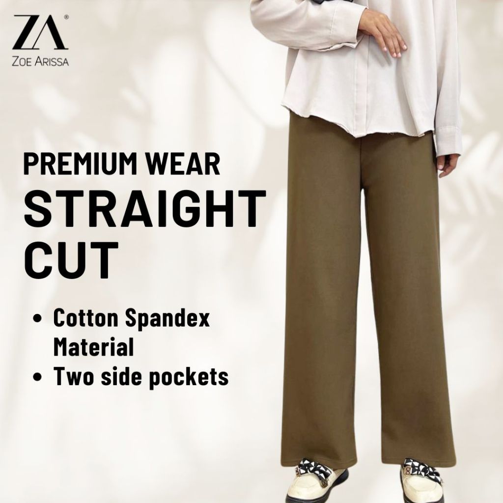 Zoe Arissa Premium Ladies Slack Seluar Muslimah Straight Cut Cotton ...