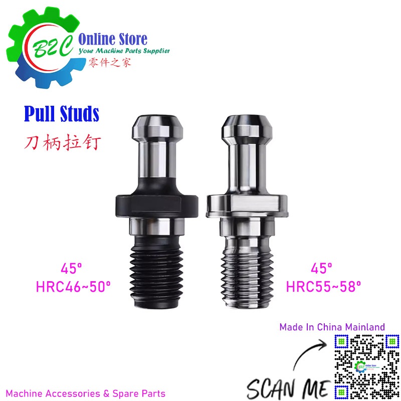 CNC Machine Arbor Pull Studs Bolts Precision Retention Knobs BT40 45 60 90 degree 数控 高精度 刀柄 拉钉 ...