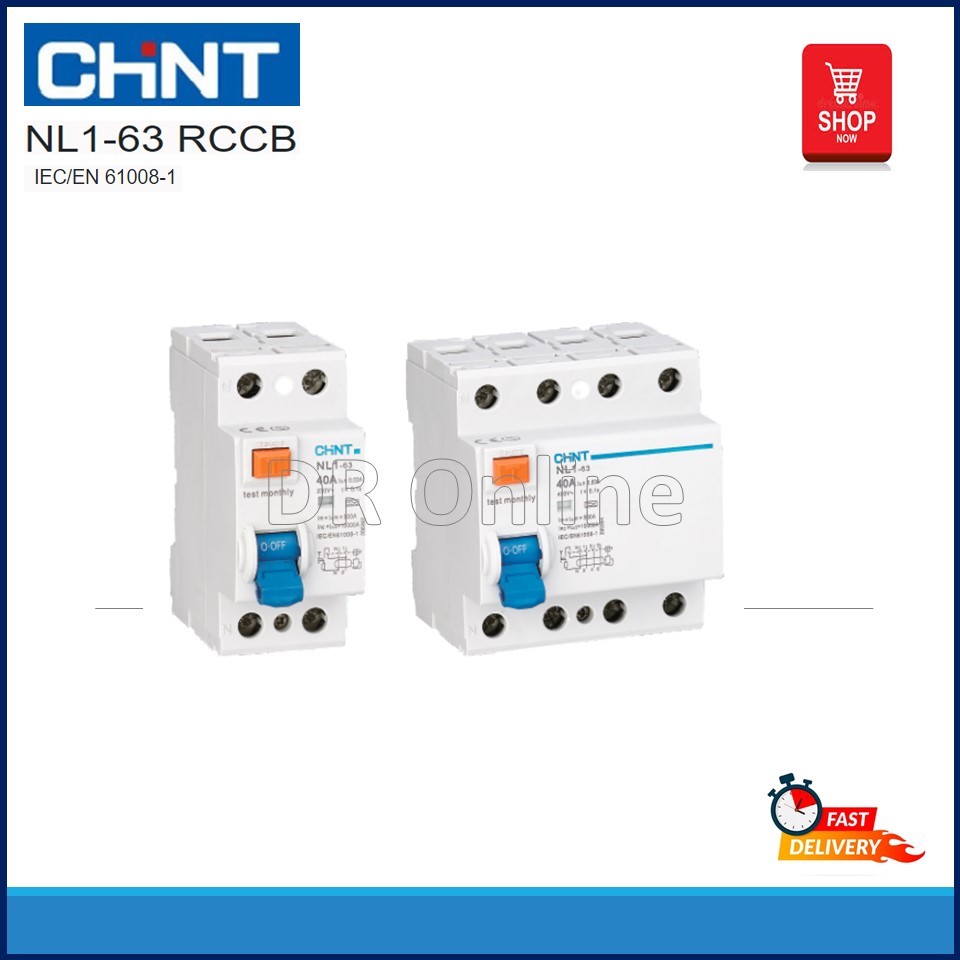 Chint Elcb Rccb Nl1 63 2p 4p 100ma 300ma 40a 63a 100a Shopee