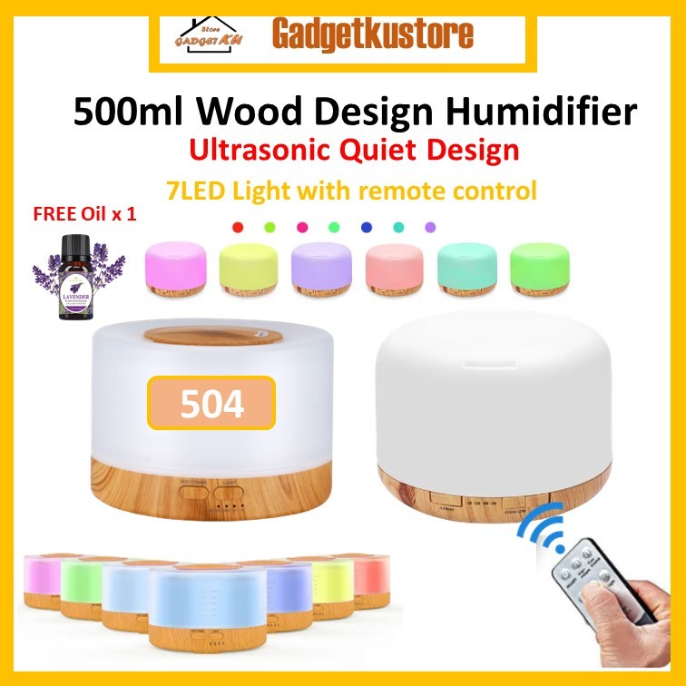 [FREE OIL] 500ml Ultrasonic Wood Design Humidifier 7LED Light with ...
