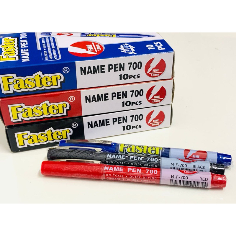 (10pcs) Faster Name Pen 700 1.0mm Fine Permanent Black/Blue/Red Non ...