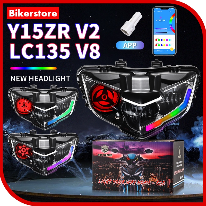 Y15ZR V2 LC135 V8 Lampu Depan LED Headlamp 135LC V8 FI Y15 Naruto Single Devil Eyes Head Light ...