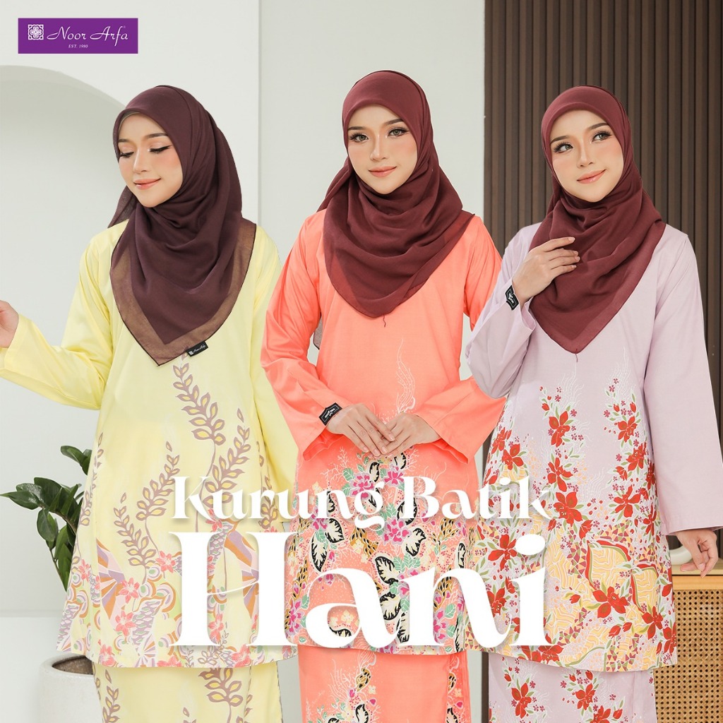 (B) NOOR ARFA BAJU KURUNG PAHANG BATIK HANI dan FARA | MUSLIMAH ...