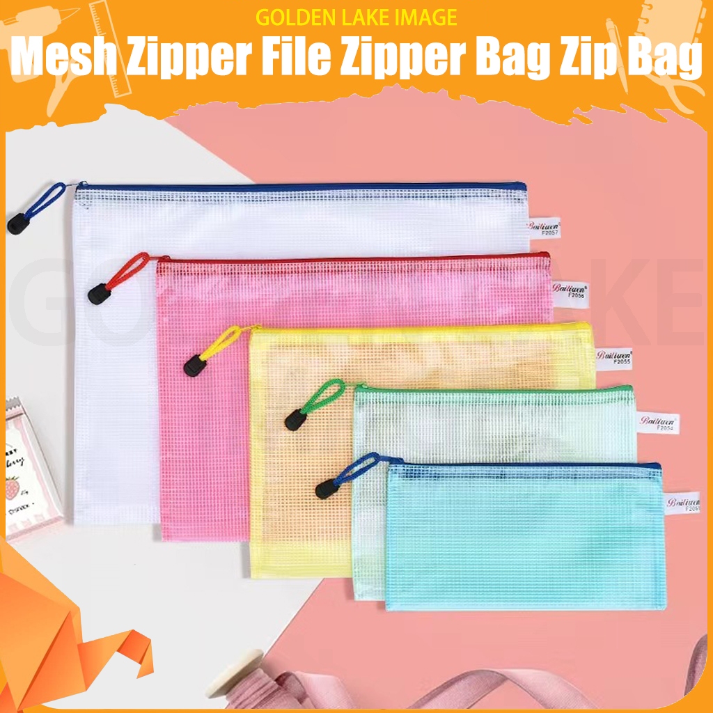 A4 A3 Mesh Zipper Bag Zipper File Organizer PVC | Zipper Bag | File Bag ...