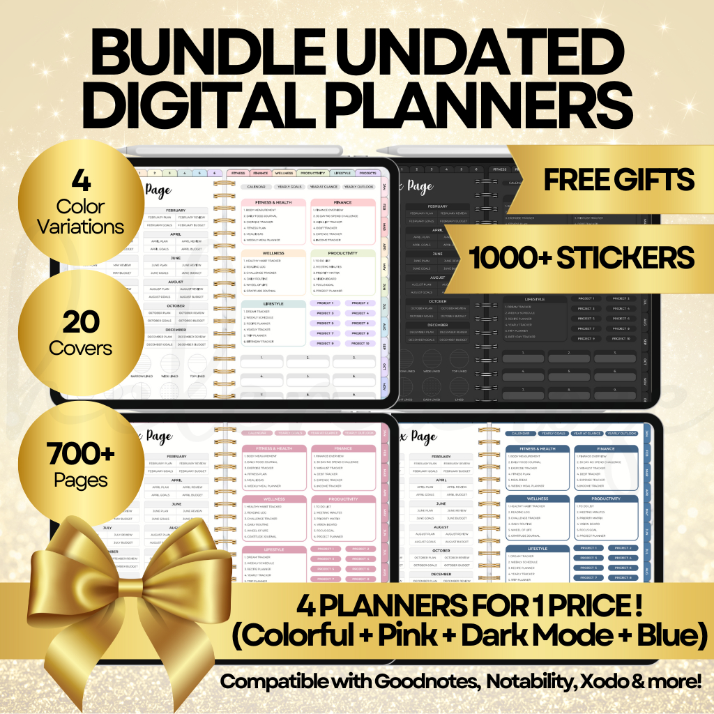 Bundle All In One Undated Digital Planner, Digital Planner For IPad ...