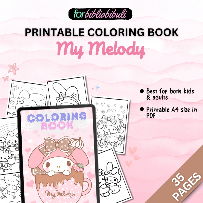 [PRINTABLE SOFT COPY PDF FILE] My Melody Sanrio Digital Coloring Book ...