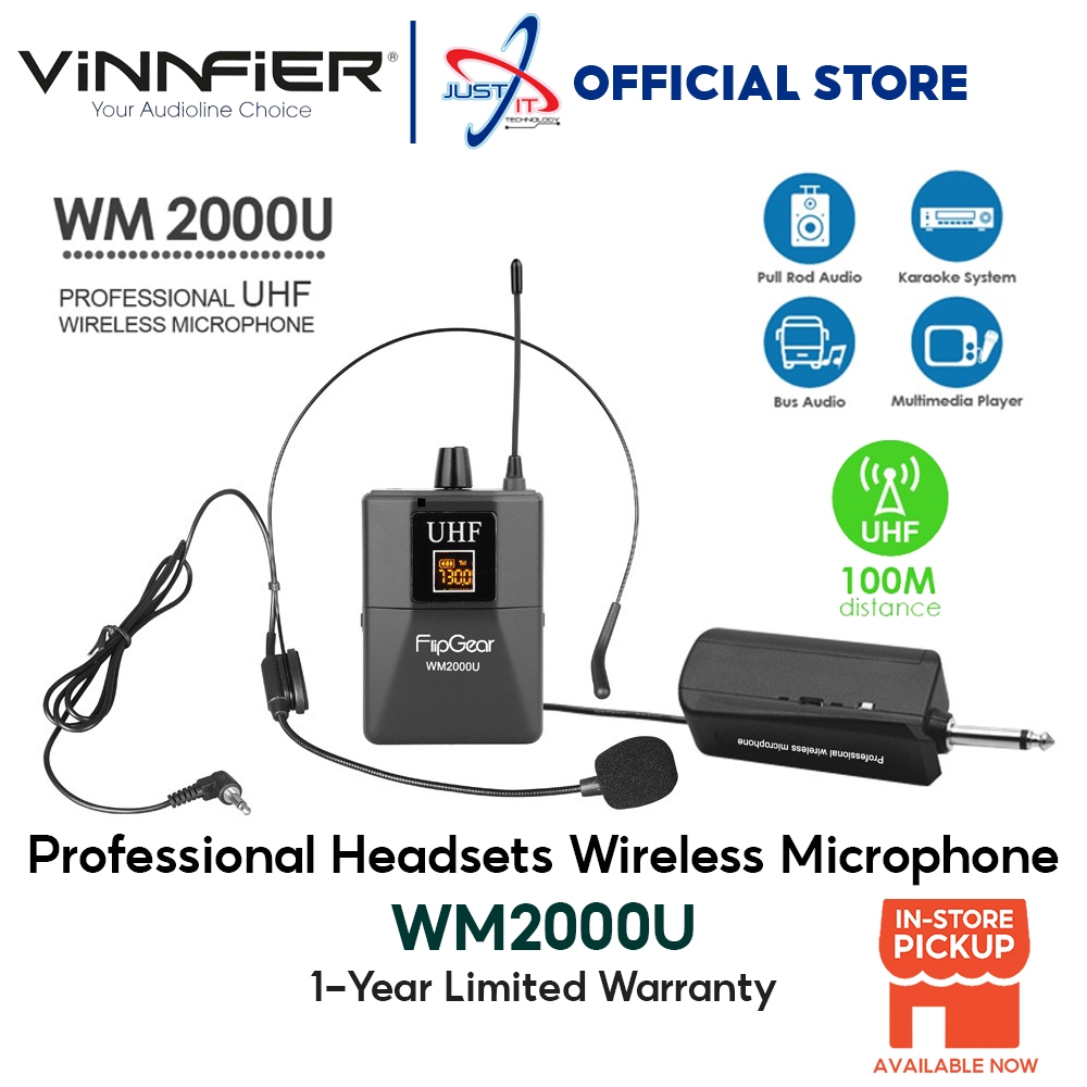 VINNFIER WM2000U Professional Universal Microphone Wireless Headset Mic ...