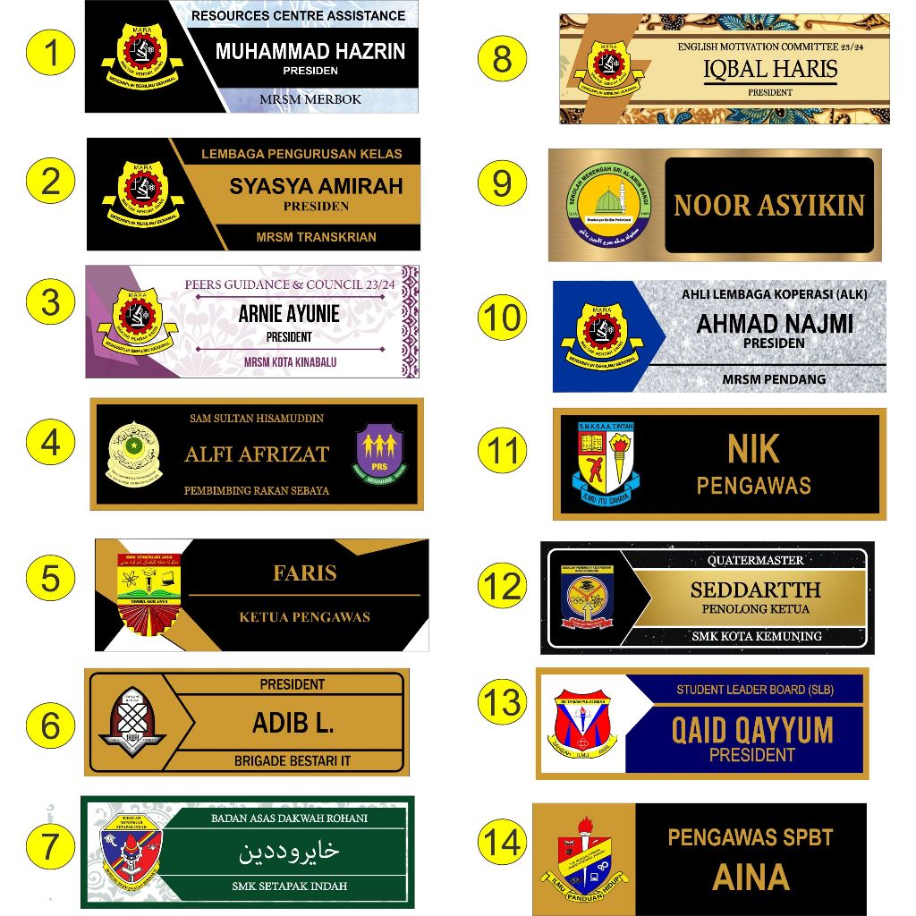 🔥Name Tag Epoxy SEKOLAH | SBP | MRSM | PRS | MAGNET & PIN | Shopee Malaysia