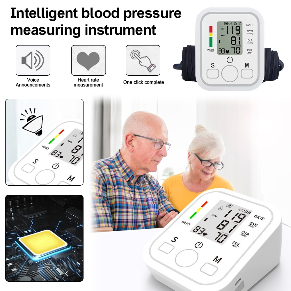 Blood Pressure Monitor Automatic Digital LCD Monitor Arm BP Cuff ...