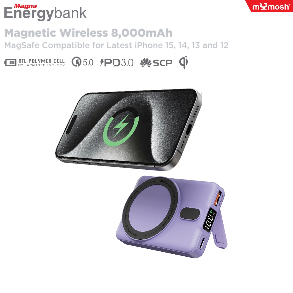 Mymosh Fast Charging & 15W Magnetic Wireless Power Bank (20W/8,000mAh ...
