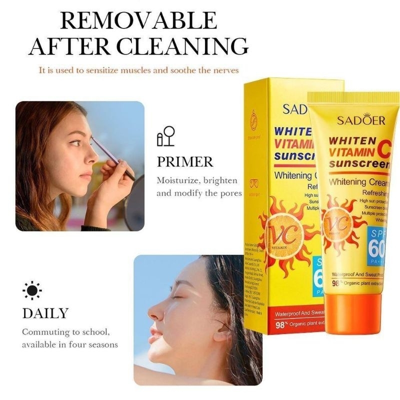 SADOER WHITENING VITAMIN C SUNSCREEN CREAM SPF60+PA+++ krim sadoer pelindung matahari Mempunyai ...