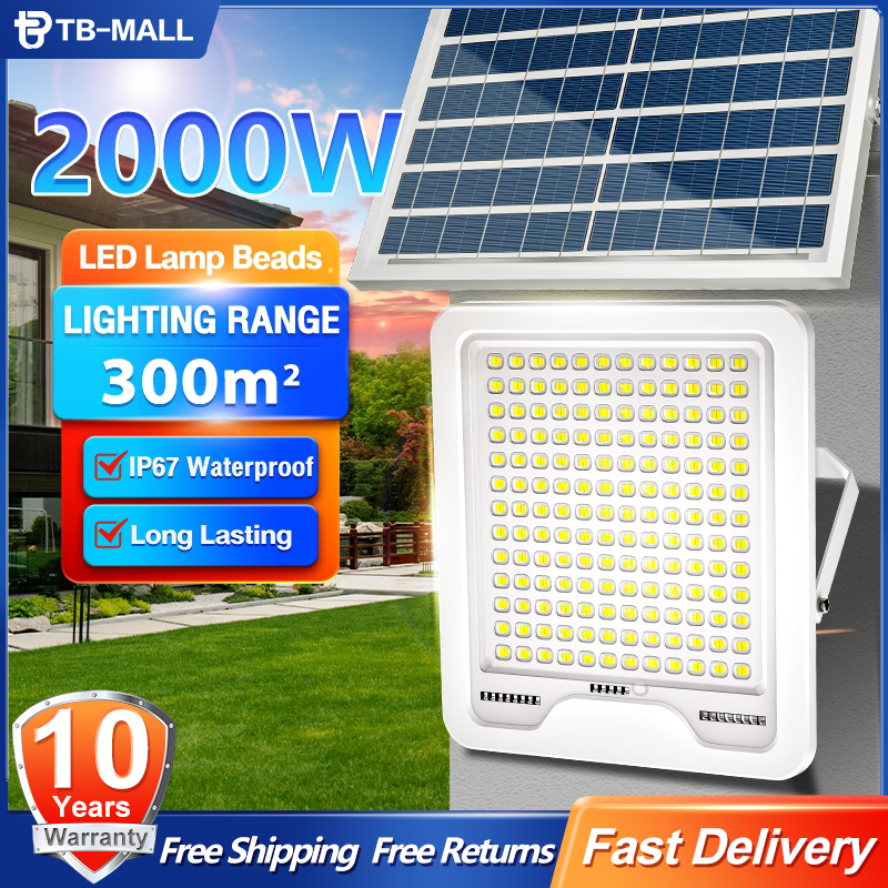 【READY STOCK】Solar Light Outdoor Lighting 2000W Solar Spotlight Lampu ...