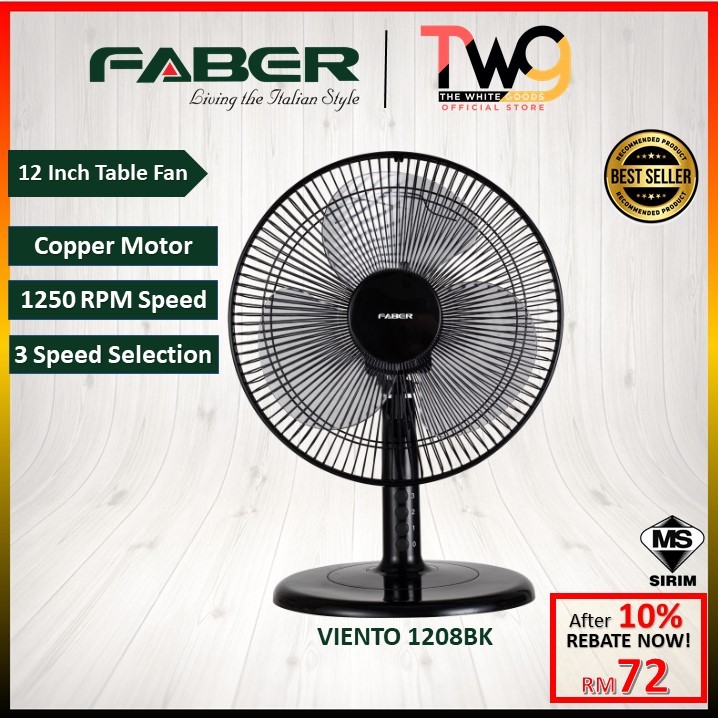 [FAST SHIPPING] Faber 12 Inch Table Fan FTF VIENTO 1208BK | Shopee Malaysia