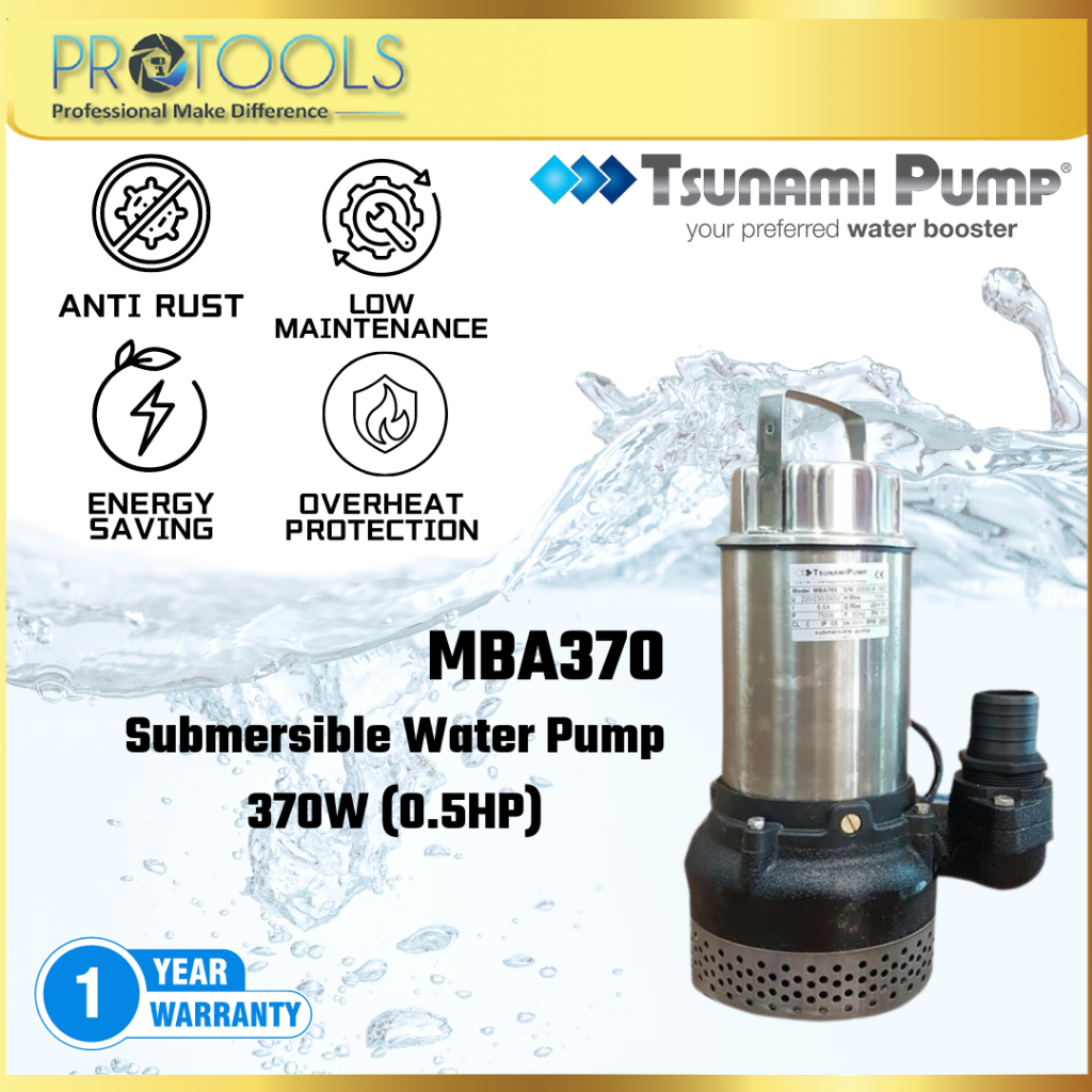 Tsunami MBA370 Multipurpose Sewage Submersible Water Pump Stainless ...