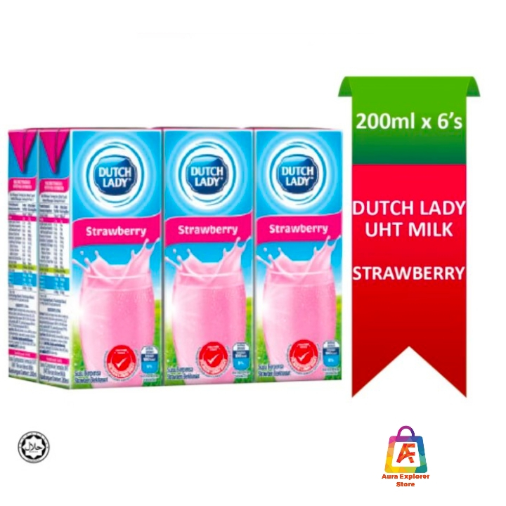 Dutch Lady Pure Farm Strawberry UHT Milk (200ml x 6) | Shopee Malaysia