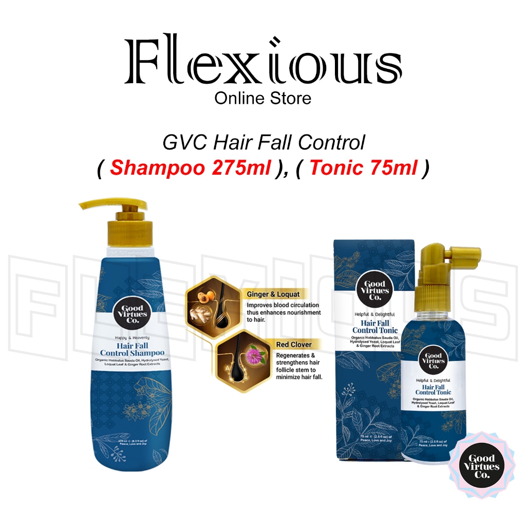 *GVC* Good Virtues Co. Hair Fall Control Shampoo 275ml and Tonic 75ml ...