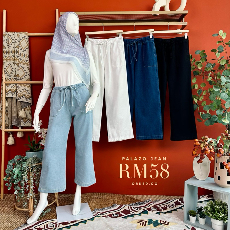 PALAZO JEANS BY BUTIK ORKED.CO | Shopee Malaysia