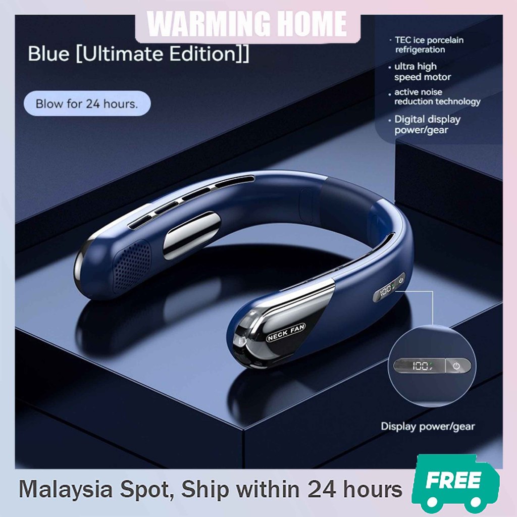 10000mAh Kipas Leher Portable Neck Fan Bladeless Fan USB Rechargeable ...