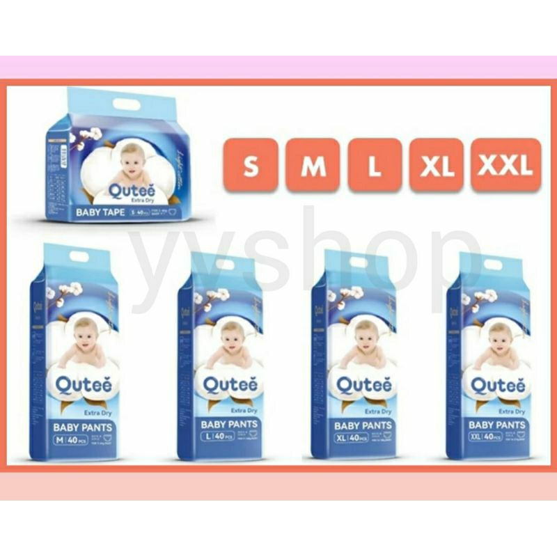 Qutee Extra Dry Tape/Pants Diapers 40's (Lampin Pakai Buang) | Shopee ...