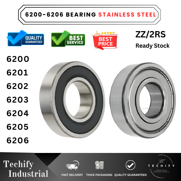 STAINLESS STEEL 6200 6201 6202 6203 6204 6205 6206 DEEP GROOVE BALL BEARING ZZ/2RS METAL ...