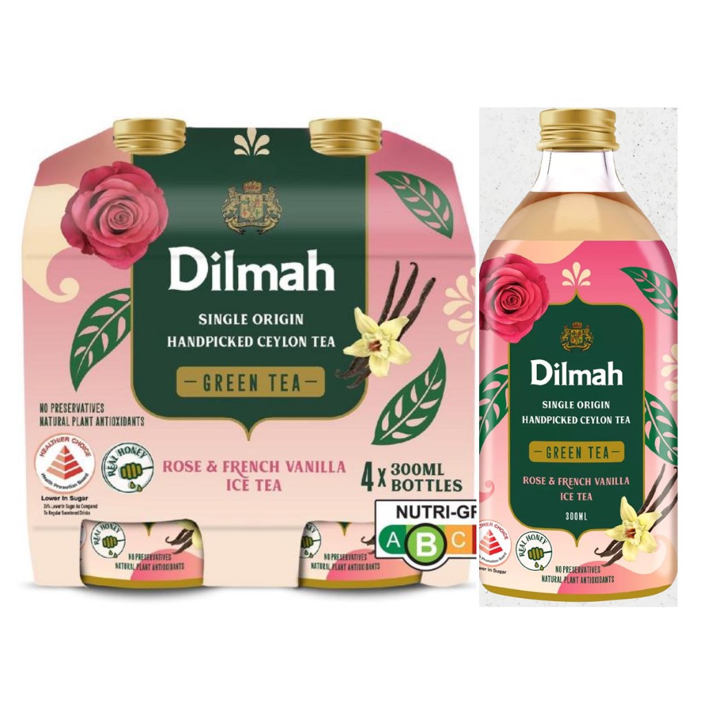 Dilmah Ready to Drink Green Tea, Rose & French Vanilla Ice Tea , 4 X ...