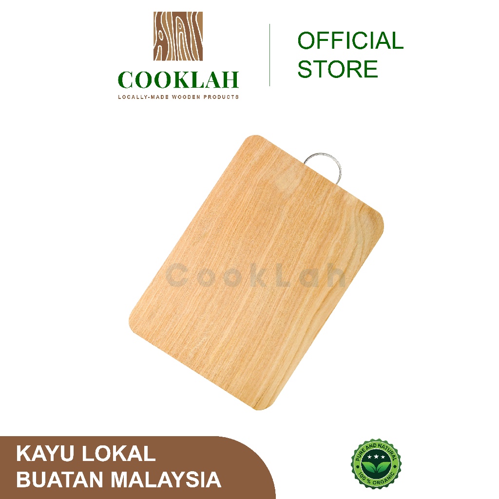 CookLah Natural Wooden Cutting Board / Bread Board / Papan Pemotong ...
