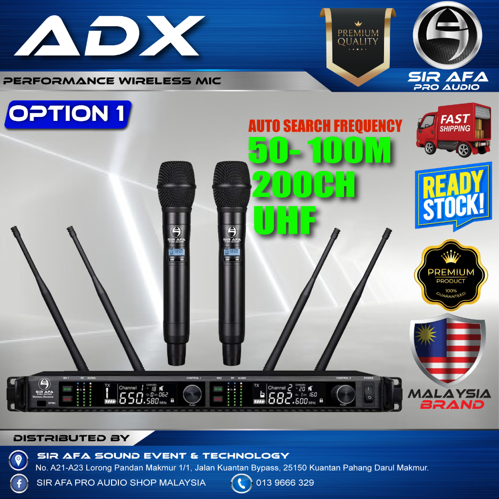 SIR AFA ADX SERIES PROFESSIONAL PERFORMANCE WIRELESS MICROPHONE UHF ...