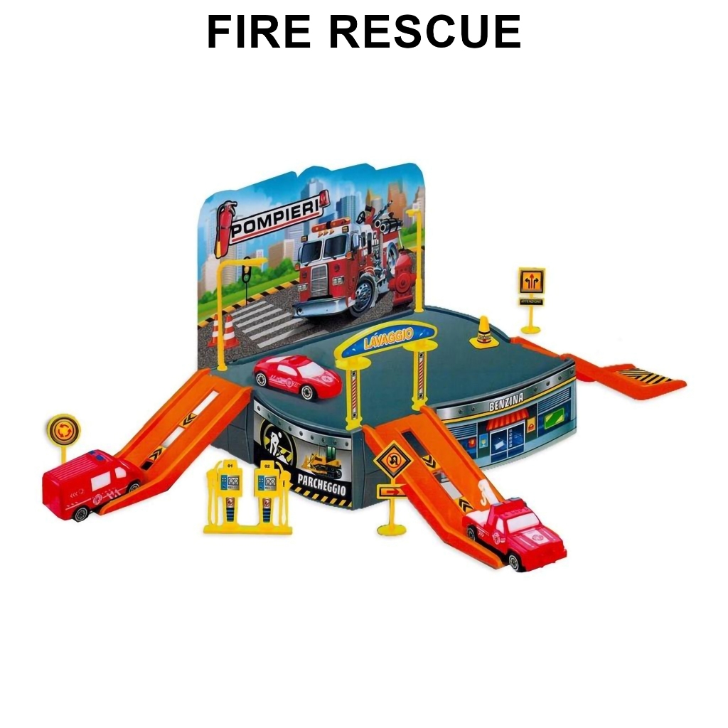 Children Tracks Parking Alloy FIRE RESCUE Car Helicopter Railway Toy ...