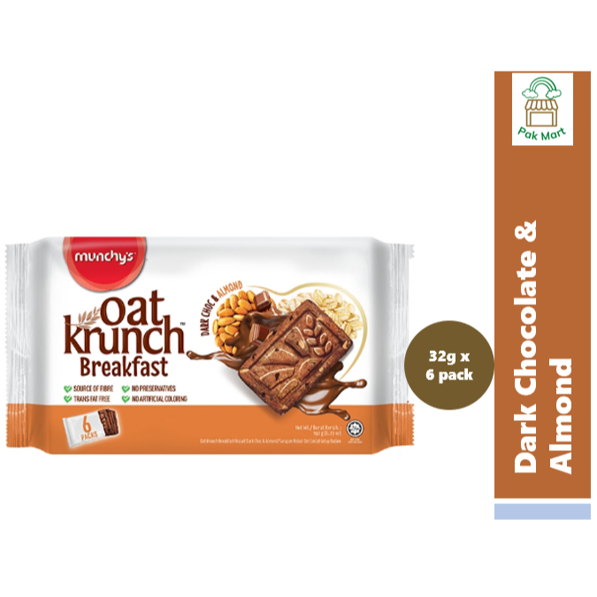 (Halal) Munchys Oat Krunch - Dark Chocolate & Almond (32g x 6packs ...