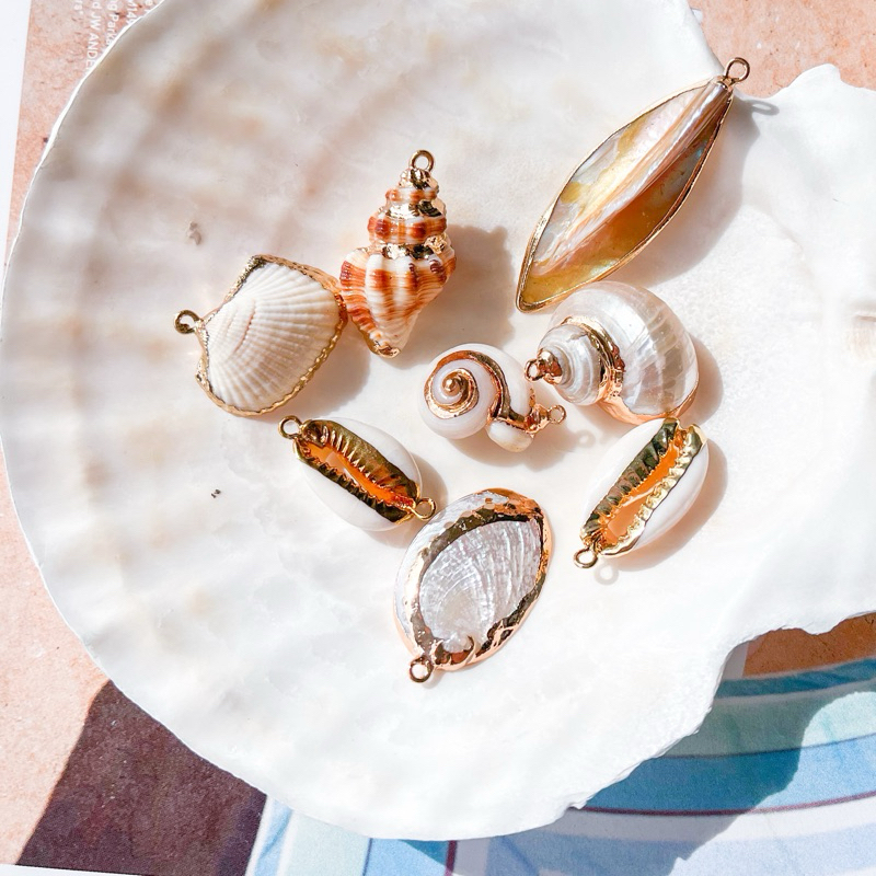 Seashell pendant plated in gold/ DIY shell accessories for necklace ...