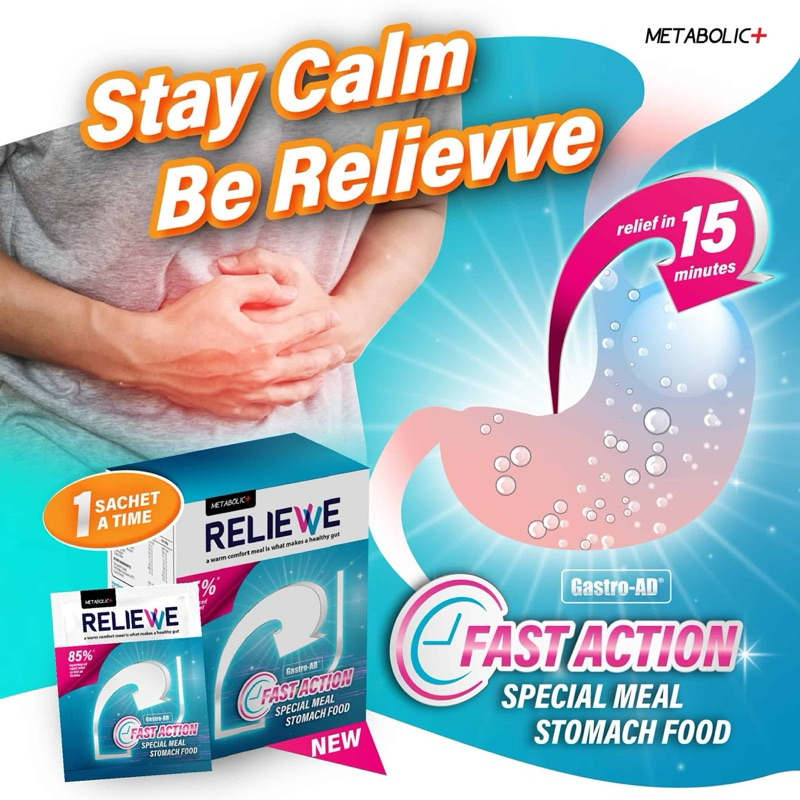 Metabolic + Relievve Relieve Gastric Discomfort (5 Sachets) | Shopee ...