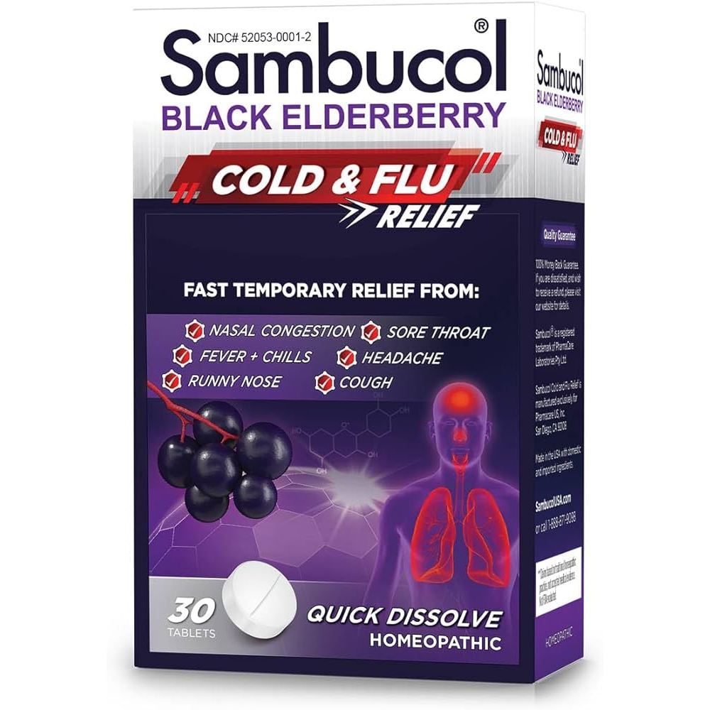 Sambucol Black Elderberry Cold & Flu Relief 30 / 60Quick Dissolve ...