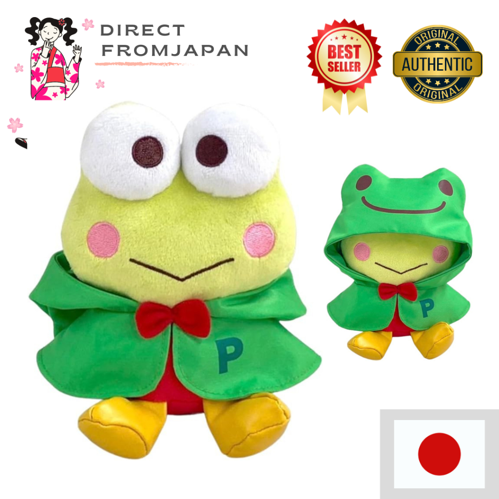 Sanrio Kero kero Keroppi Pickles Rain Poncho Plushie Doll Stuffed Toy ...