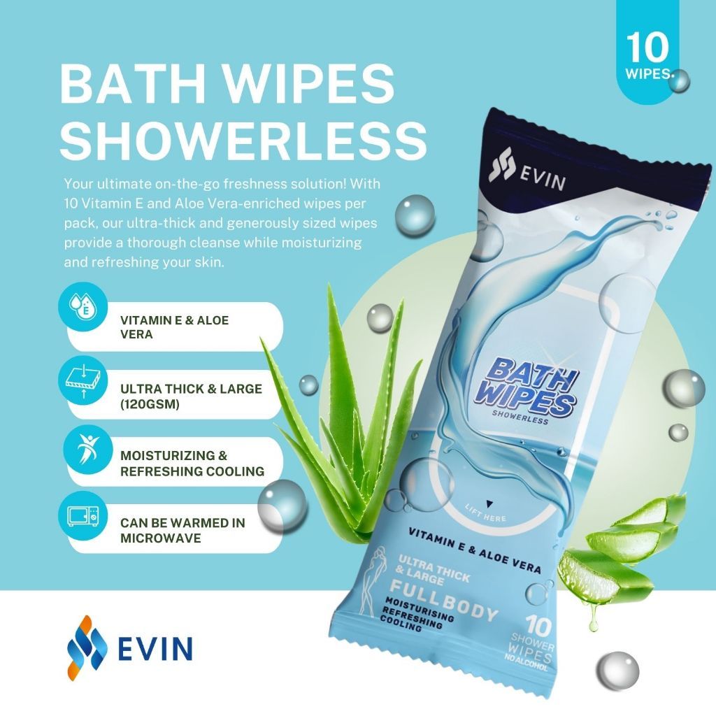 [HOSPITAL GRADE] EVIN Hospital Grade Bath Wipes Showerless Anti ...