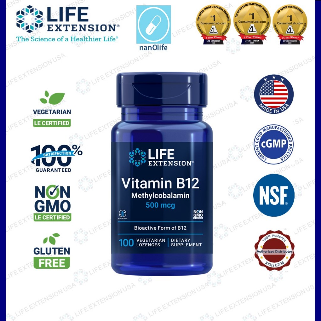 [Life Extension] Vitamin B12 Methylcobalamin, 500 mcg, EXP: 01/27, 100 ...