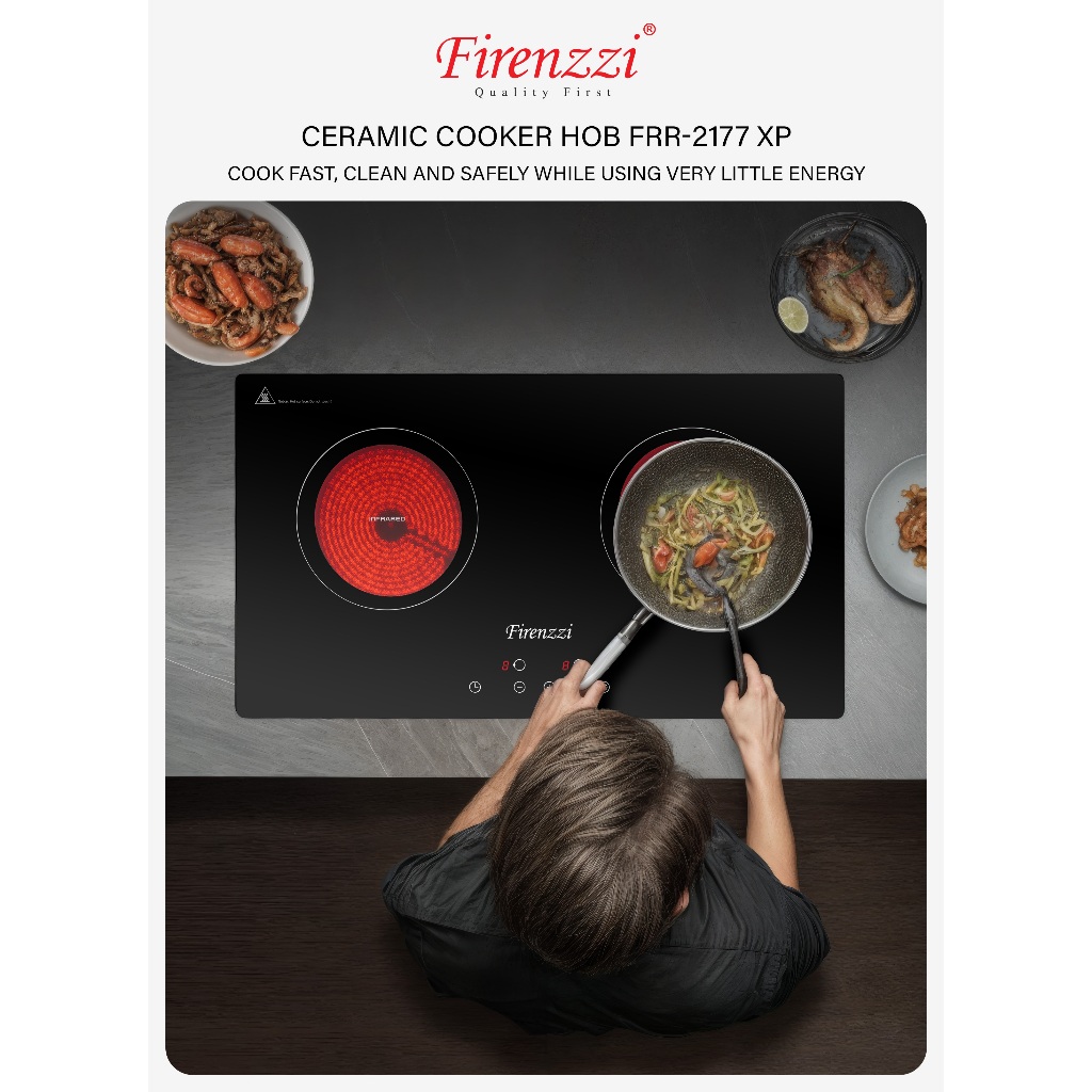 Firenzzi FRR-2177 XP 2-in-1 Dual Ceramic Cooker Hob FREE Stainless ...
