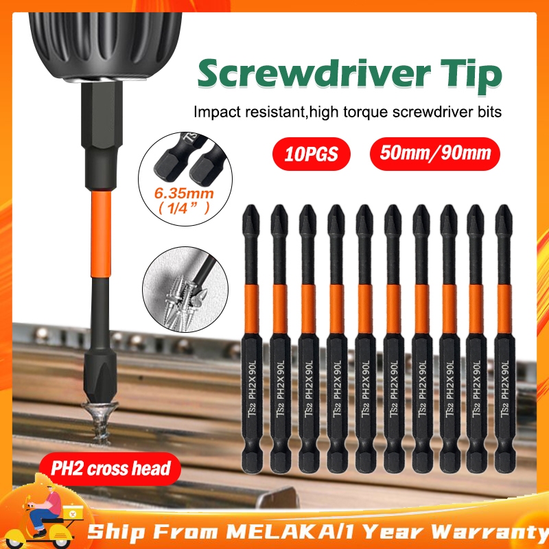 10PCS Magnetic Batch Screwdriver Bit Set Anti Slip Electrician Home ...