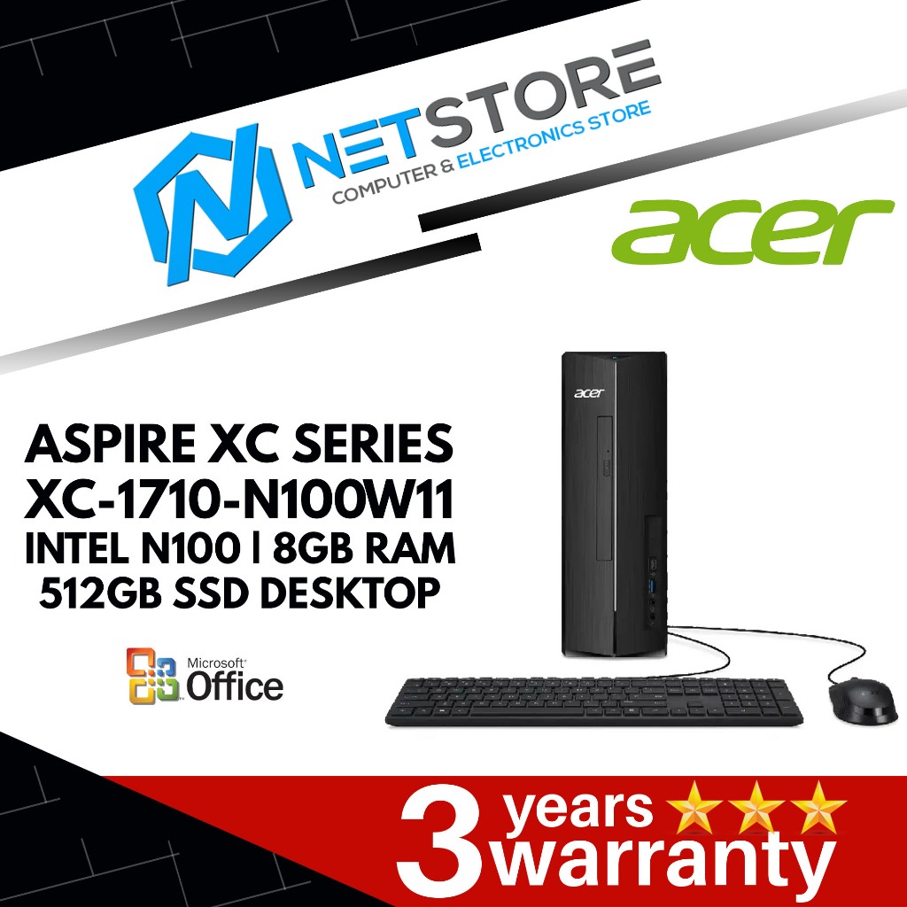 ACER ASPIRE XC SERIES XC-1710-N100W11 | INTEL N100 | 8GB RAM | 512GB SSD DESKTOP - DT.BLZSM.004 ...