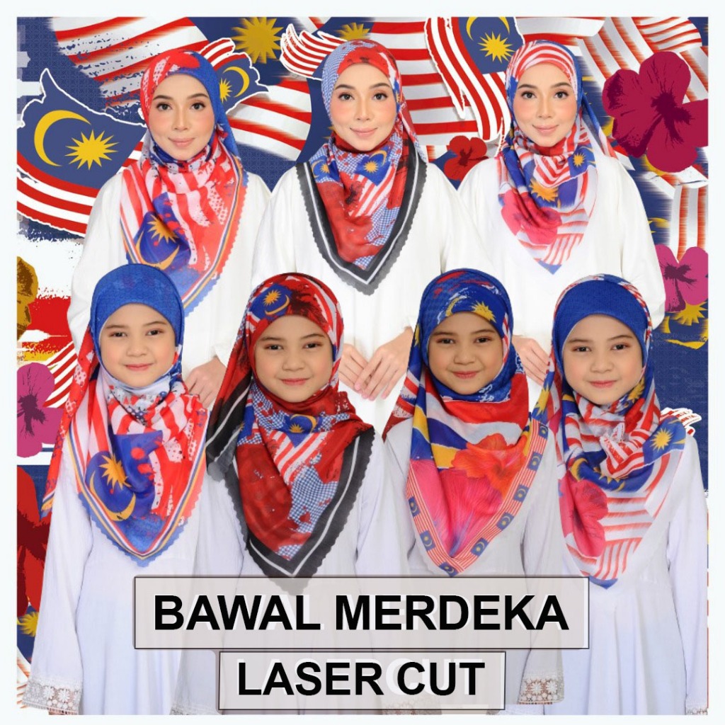 TUDUNG BAWAL COTTON [MERDEKA2024] IBU DAN ANAK MERDEKA | Shopee Malaysia
