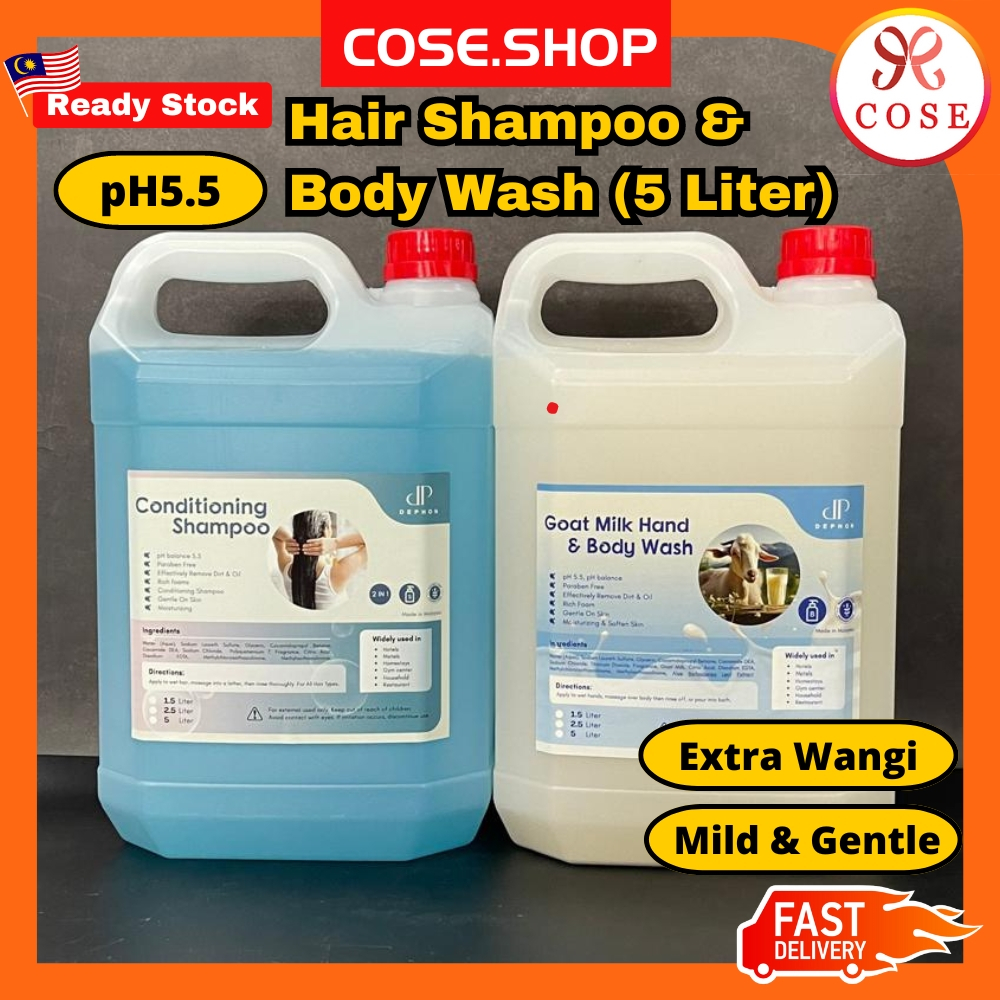 COSE 5 Liter Premium Hair Shampoo Body Shampoo Hand & Body Wash Shower ...