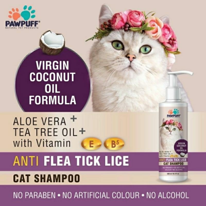 Pawpuff Cat Coconut Virgin Oil Shampoo 500ml Anti Flea Tick Lice Pet ...