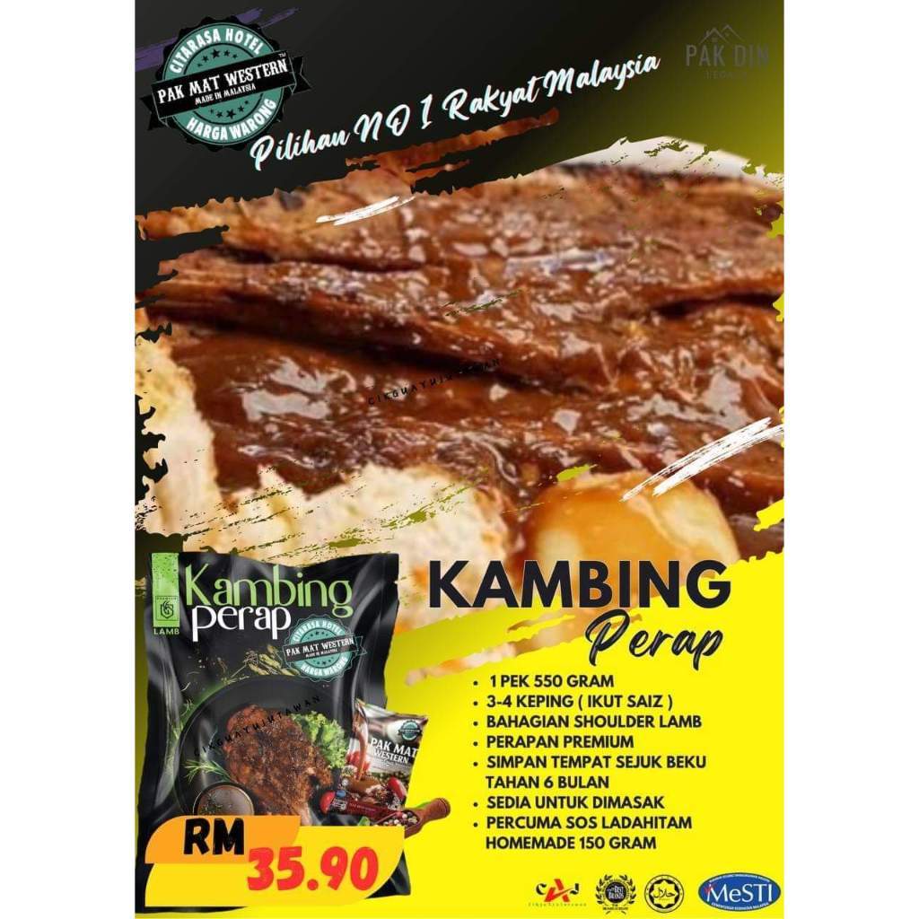 Kambing Perap Pak Mat Western 550gram Frozen Food Produk Tempatan Viral ...