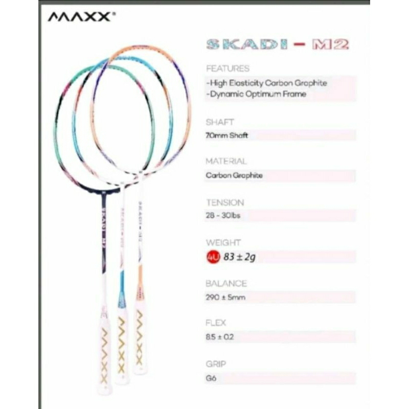 maxx skadi-m2 raket badminton original badminton racket max tension ...