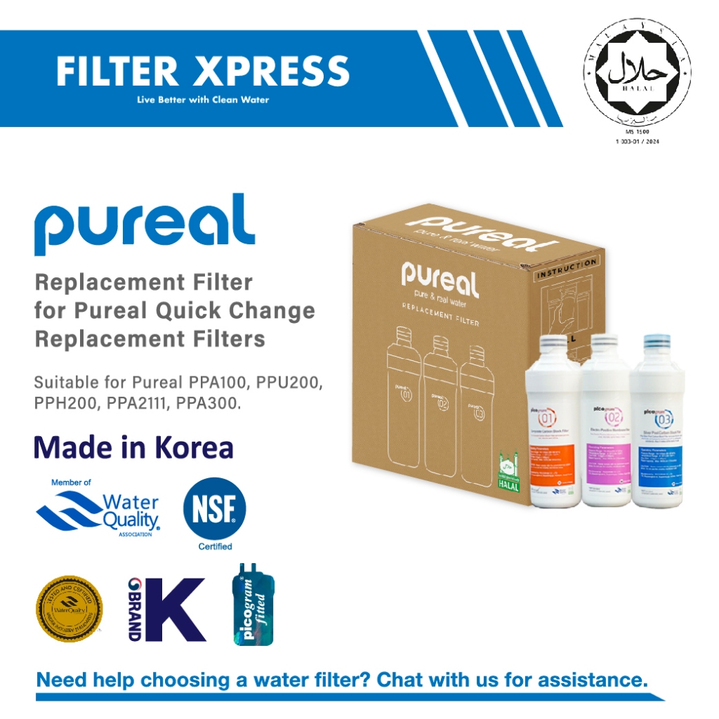 (Jakim HALAL) Picogram Pureal Water Filter Compatible with Pureal ...