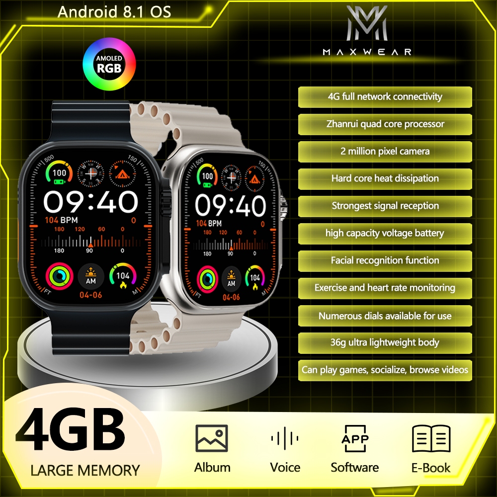 Maxwear A10Pro 5G smart watch sim card 64GB amoled with Camera gps ...