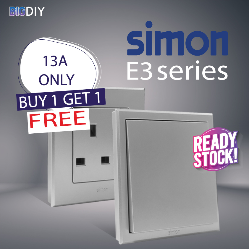 SIRIM!! 🔥13A Socket Buy 1 Free 1🔥Simon E3 Silver SIMON Switch E3 SilverSwitches & Socket Outlet ...