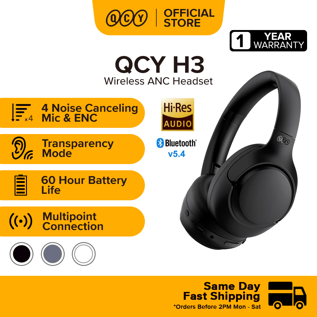 QCY H3 ANC Foldable Hi-Res Audio Headphones With Bluetooth 5.4 ...