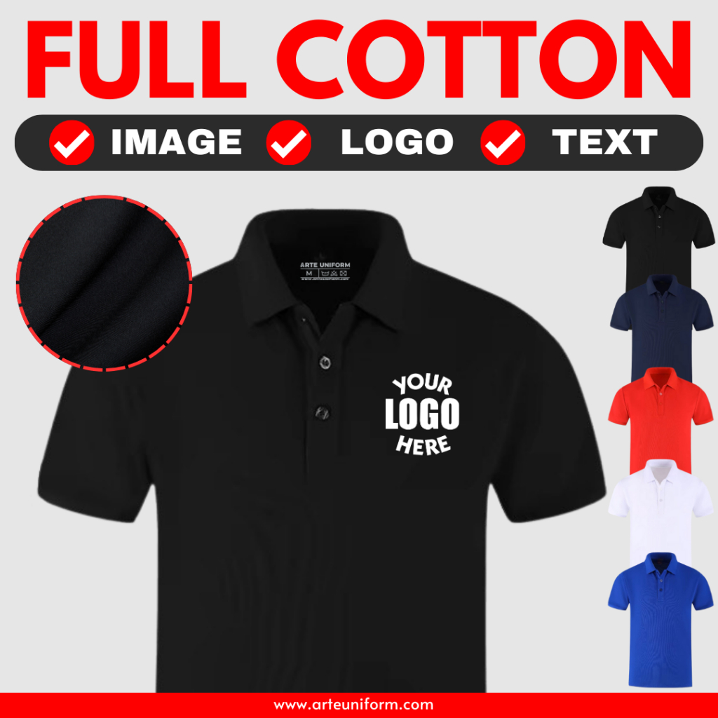 Custom Cotton Polo T-shirt Printing Cetak Baju Cotton Berkolar Custom ...