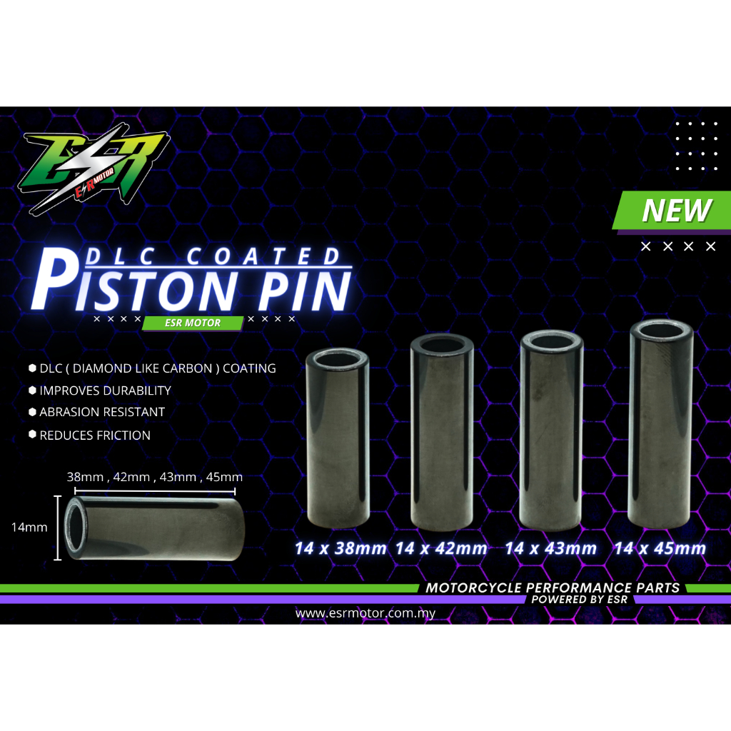 ESR MOTOR PISTON PIN DLC (DIAMOD LIKE CARBON) 38MM 42MM 43MM 45MM ...