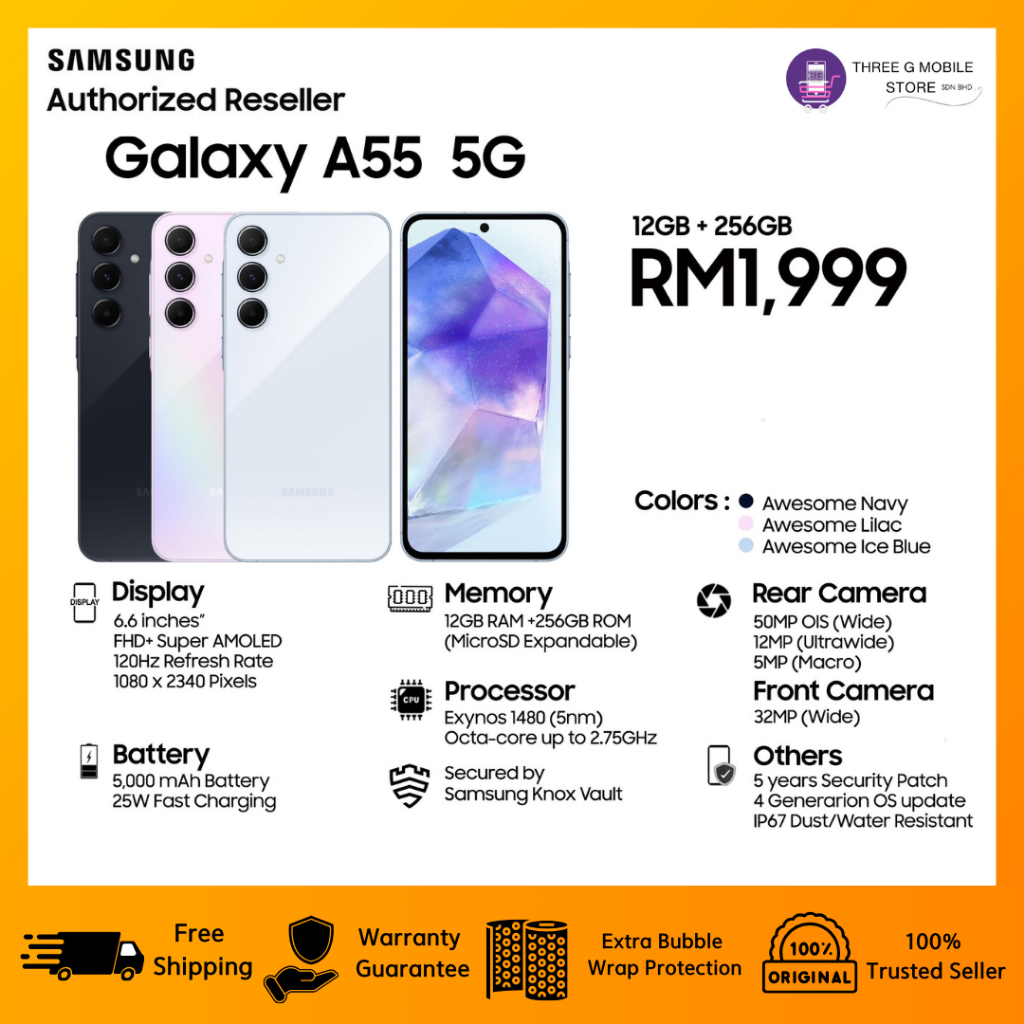 SAMSUNG Galaxy A55 5G, Android, 6.6" FHD+ Super AMOLED Display, 12GB ...